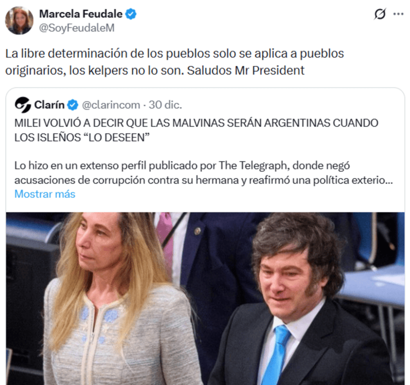 Marcela Feudale desmintió a Javier Milei por sus dichos sobre las Islas ...